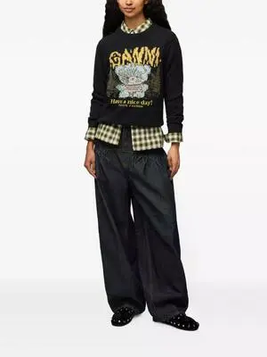 GANNI Jumper With Forest Teddy - Black