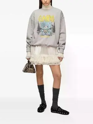 GANNI Crewneck Sweatshirt With Forest Teddy - Grey