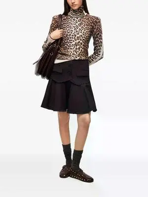 GANNI Leopard-print Turtleneck Top