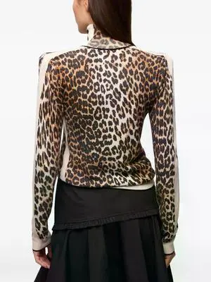 GANNI Leopard-print Turtleneck Top