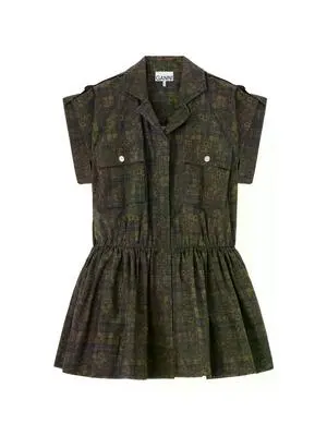 GANNI Dress In Printed Cotton - Brown