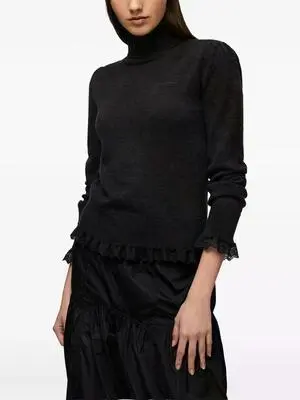 GANNI Turtleneck Sweater In Lace Merino