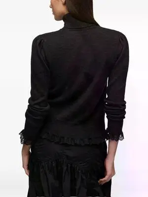 GANNI Merino Wool Lace-trim Turtleneck Sweater