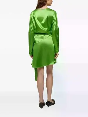 GANNI Draped Satin Dress - Green