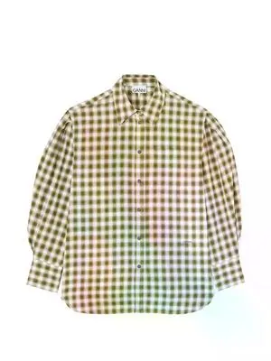 GANNI Shirt In Light Check Flannel - Green