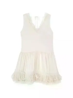 GANNI Lace-trim Ruffled Mini Dress - White