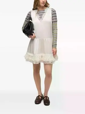 GANNI Lace-trim Ruffled Mini Dress