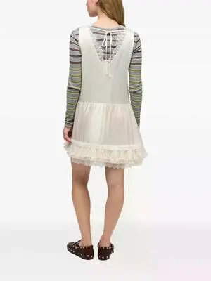 GANNI Lace-trim Ruffled Mini Dress
