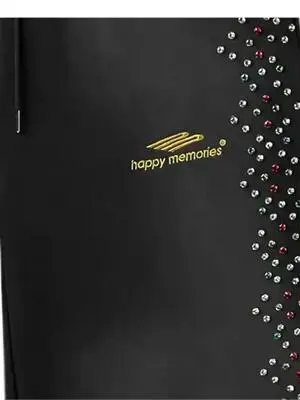 HAPPY MEMORIES DON'T DIE Crystal-embellished Drawstring Shorts