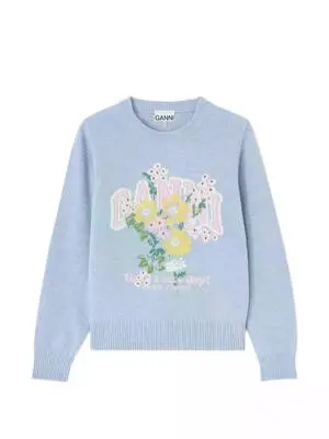 GANNI Floral Intarsia Jumper - Blue
