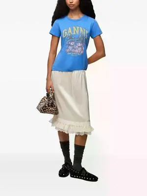 GANNI Frill Satin Skirt - Neutrals