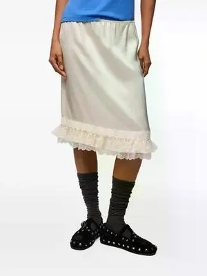 GANNI Frill Satin Skirt - Neutrals