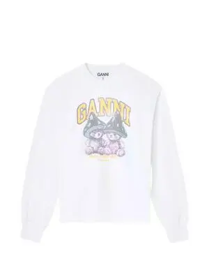 GANNI Long-sleeve T-shirt With Mushroom Teddy - White