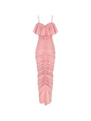 V:PM ATELIER Perry Ruffled Ruched Maxi Dress - Pink