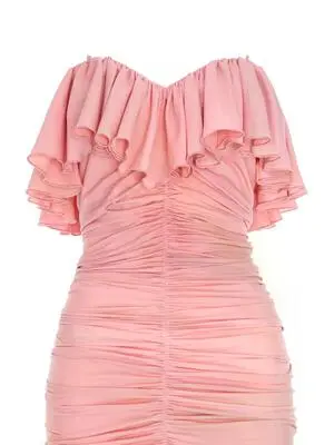 V:PM ATELIER Perry Ruffled Ruched Maxi Dress - Pink