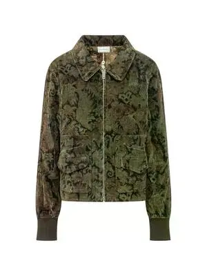 PIERRE-LOUIS MASCIA Gridox Floral-print Corduroy Jacket - Brown