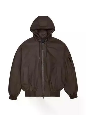 Rains Hooded Bomber Jacket - Brown