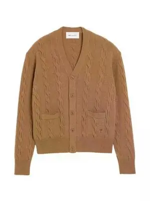 AMI Paris Cable Wool Cardigan - Brown