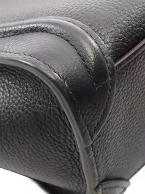Celine 2000-2026 Nano Drummed Calfskin Luggage Tote Bag - Black