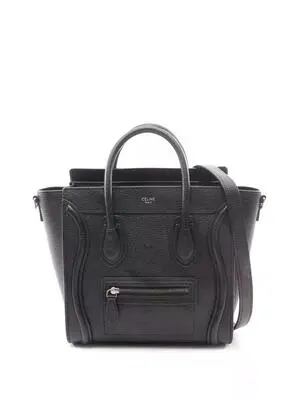 Celine 2000-2026 Nano Drummed Calfskin Luggage Tote Bag - Black