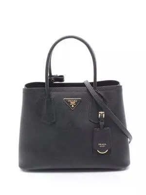 Prada 2013-2026 Small Saffiano Cuir Double Satchel - Black