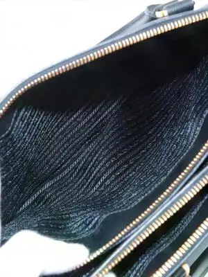 Prada Saffiano Lux Galleria Double Zip Tote Satchel - Black