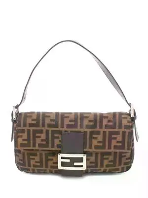 Fendi 2000-2010 Zucca Canvas Baguette Shoulder Bag - Brown