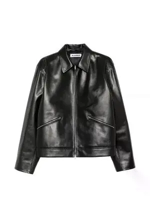 JIL SANDER Zip-up Leather Jacket - Black