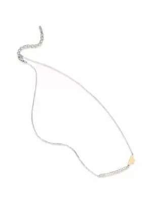 TRUSSARDI Crystal-embellished Logo-plaque Necklace - Silver