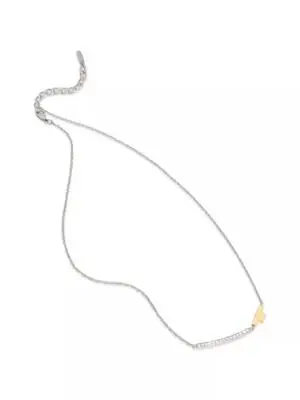 TRUSSARDI Crystal-embellished Logo-plaque Necklace - Silver