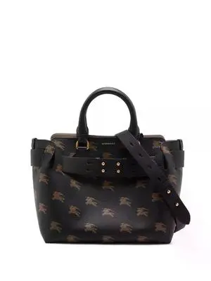 Burberry 2015-2026 Small Grained Calfskin Embroidered Equestrian Knight Marais Belt Bag Satchel - Black