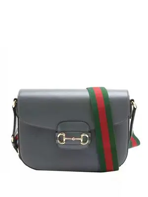 Gucci 2016-2026 Large Calfskin Web Horsebit 1955 Crossbody Bag - Grey
