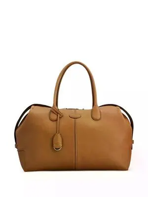 TOD'S Logo-patch Pebbled Duffle Bag - Brown