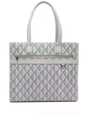 Dior 2020-2026 Large Cd Diamond Coated Canvas Safari Tote Bag - Grey