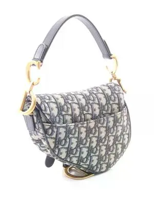 Dior 2010-2026 Mini Oblique Canvas Saddle Bag Satchel - Blue