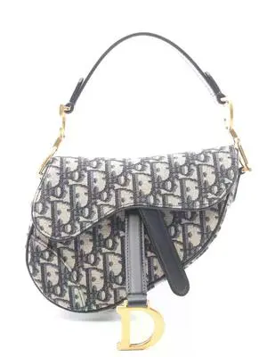Dior 2010-2026 Mini Oblique Canvas Saddle Bag Satchel - Blue