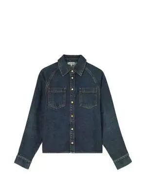 GANNI Textured-denim Jacket - Blue