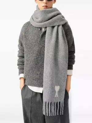 AMI Paris Alpaca Scarf With De Coeur
