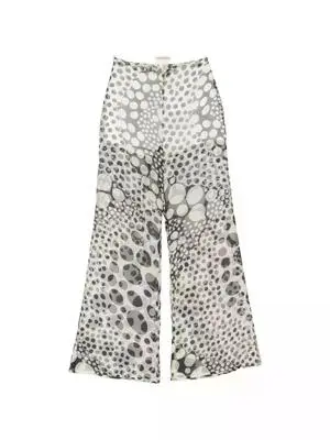 ISABEL SANCHIS Sheer Polka-dot Trousers - White