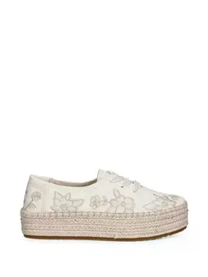 Toms Valencia Floral-embroidered Platform Espadrilles - Neutrals