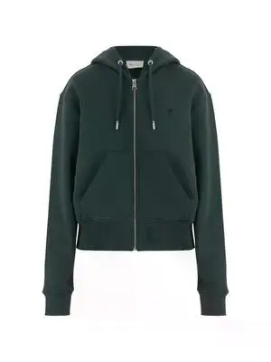 AMI Paris De Coeur Zip-up Hoodie - Green