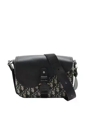 Dior 2021-2026 Small Oblique Canvas Saddle Messenger Bag With Flap Crossbody Bag - Black