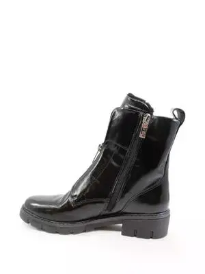 ARA Patent-finish Zip-front Ankle Boots - Black