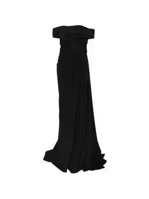 Zuhair Murad Off-shoulder Draped Gown - Black