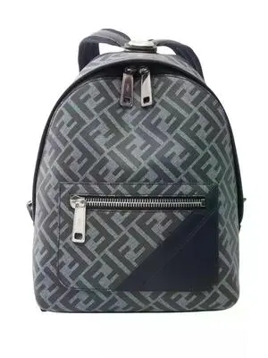 Fendi 2010-2026 Small Zucca Coated Canvas Chiodo Diagonal Backpack - Blue