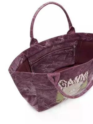 GANNI Medium Graphic-print Tote Bag - Pink