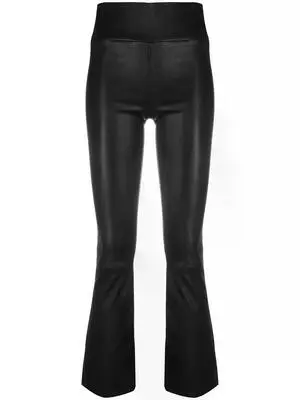 Sprwmn Fitted Cropped Leather Trousers - Black