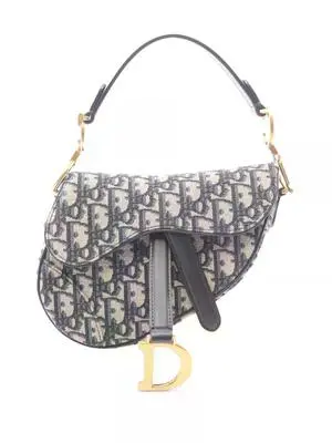 Dior 2000-2026 Mini Oblique Canvas Saddle Bag Satchel - Blue