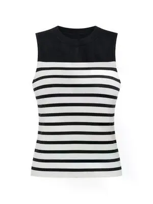 SEMICOUTURE Striped Sleeveless Tank Top - Black