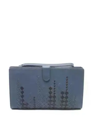 Bottega Veneta 2012-2026 Intrecciato Trimmed Nappa Clutch Bag - Blue